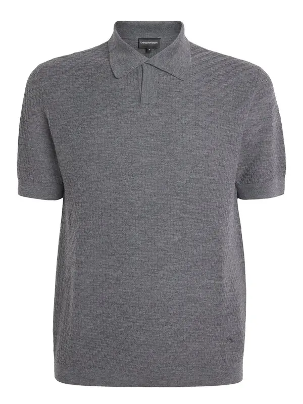 Emporio Armani Virgin Wool Polo Shirt - Grey