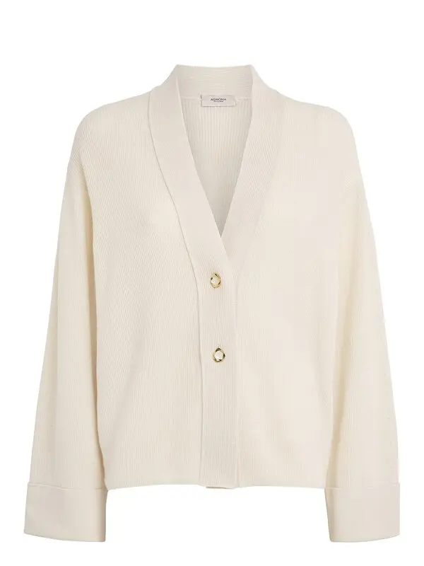 Agnona Cashmere-blend V-neck Cardigan - Ivory
