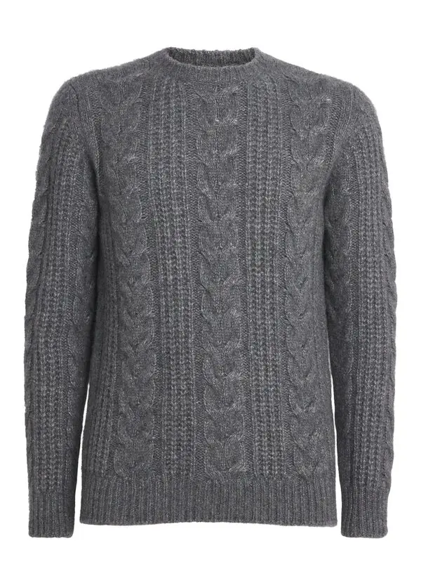 Eleventy Cashmere-silk Braided Sweater - Grey