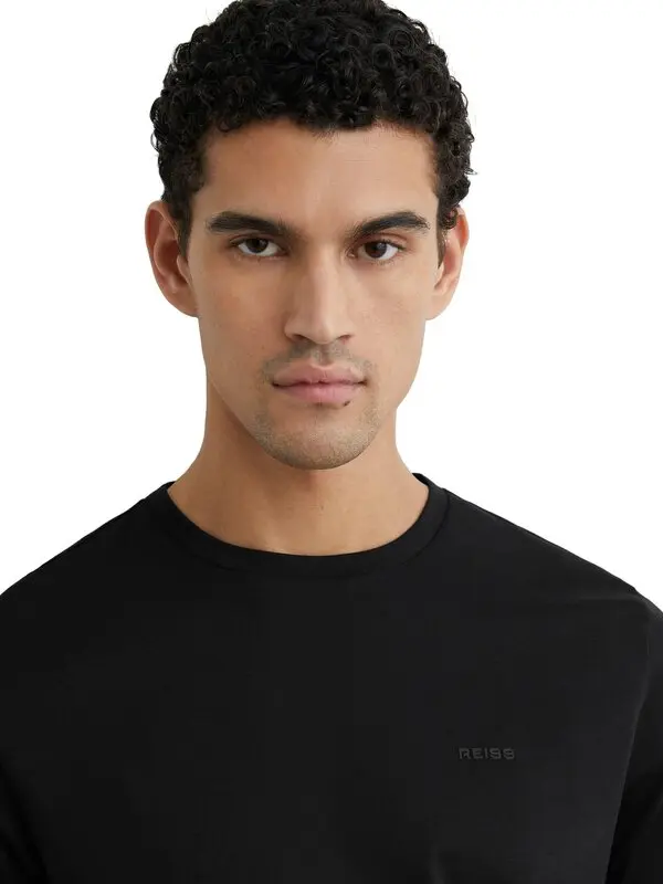REISS Selby Cotton Logo Crew-neck T-shirt - Black