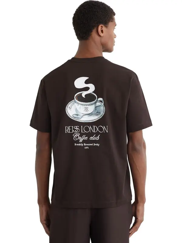 REISS Crofton Monogram Coffee Relaxed-fit T-shirt - Chocolate Brown