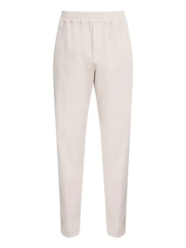 Eleventy Stretch-cotton Elasticated Trousers - Beige