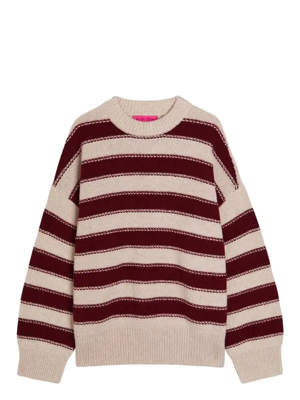 THE ELDER STATESMAN Braided Striped Cashmere Jumper - White