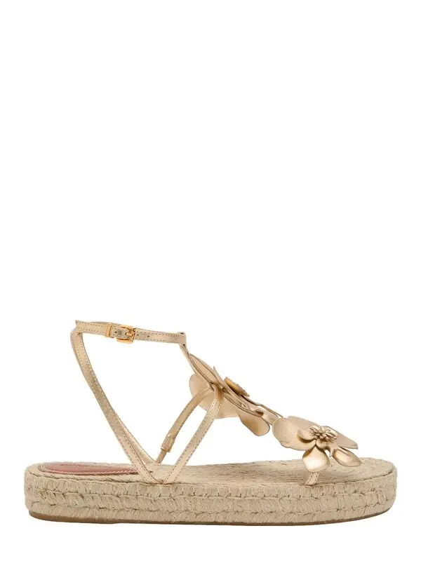 Zimmermann Orchid Metallic Leather Espadrille Sandals - Gold