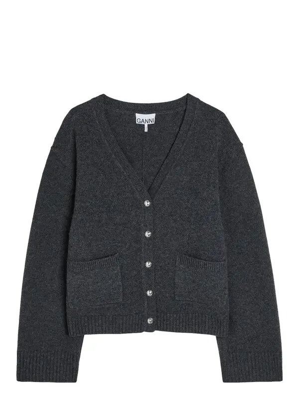 GANNI Wool Cardigan - Black