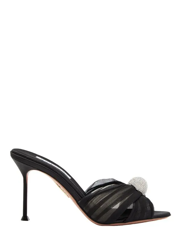 AQUAZZURA Mystery 85 Embellished Mules - Black