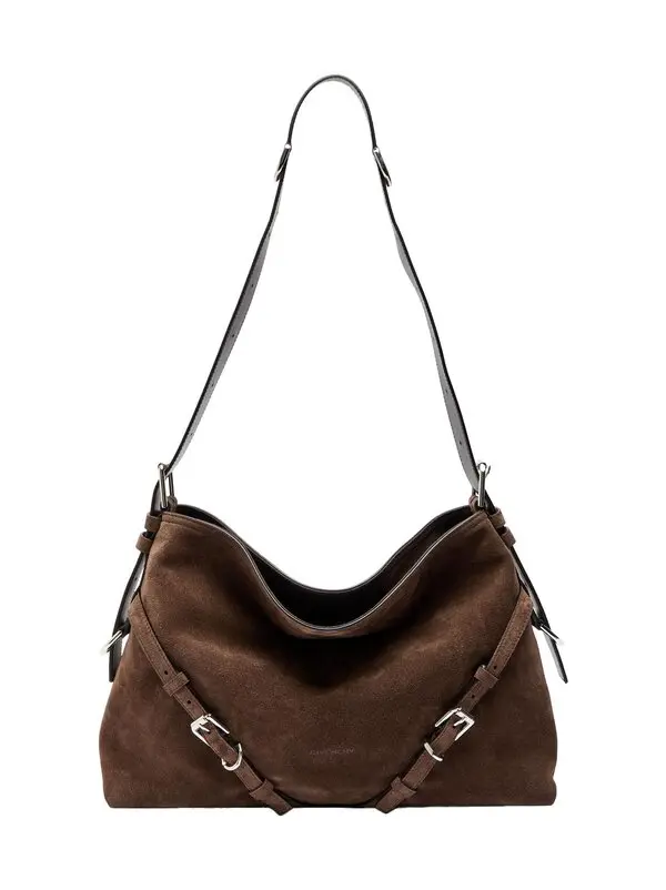 Givenchy Voyou Medium Suede Shoulder Bag - Brown