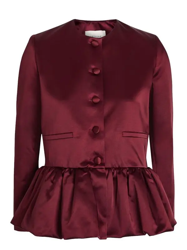 LIBEROWE Peplum Satin Jacket - Burgundy