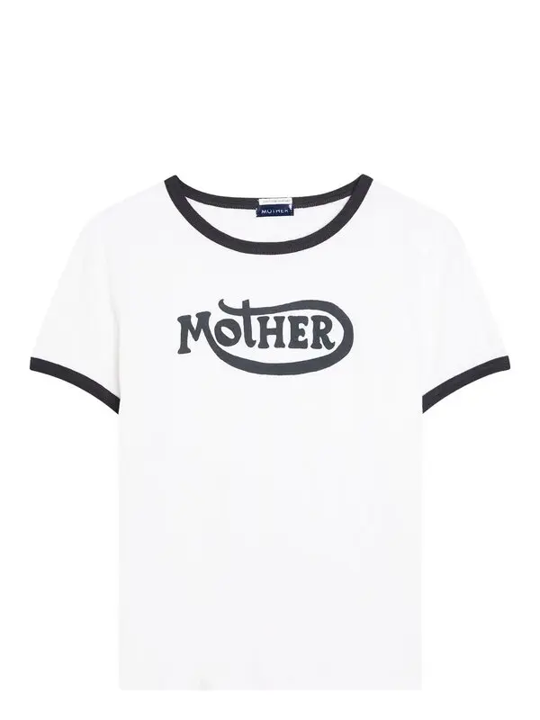 MOTHER Lil Goodie Ringer Logo-print T-shirt - White