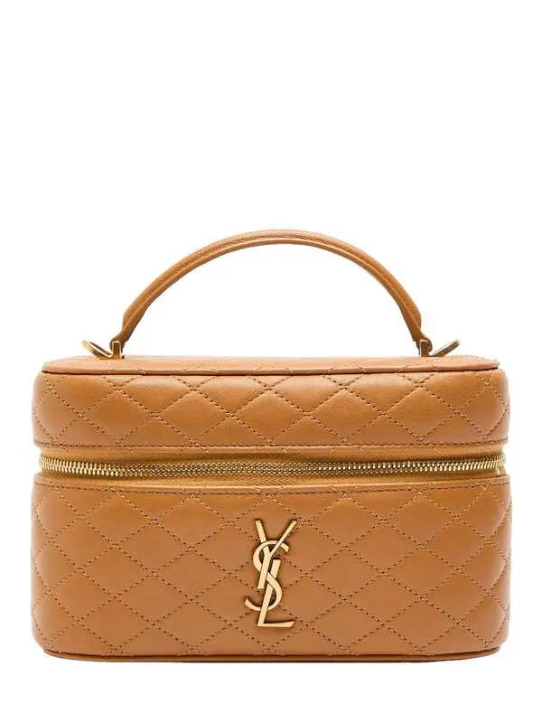 Saint Laurent Gaby Mini Quilted Top Handle Bag - Camel