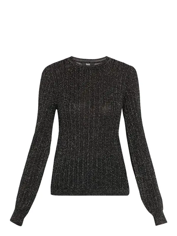 Paige Adela Metallic Ribbed Sweater - Black