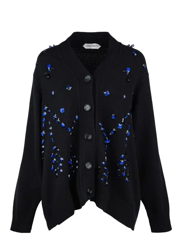 Alberta Ferretti Cardigan With Jewel Appliqués - Black