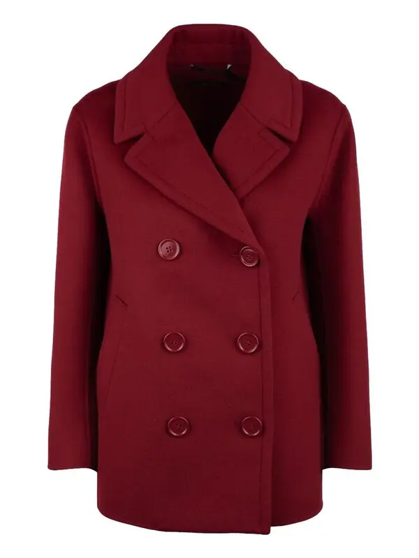 Max Mara Wool Double Drap Caban - Red
