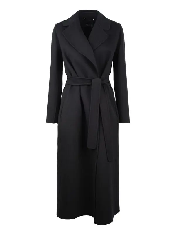 Max Mara Wool Drap Robe Coat - Black