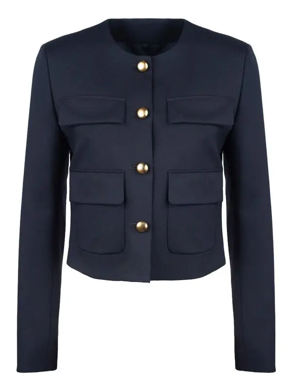 P.a.r.o.s.h Gabardine Jacket With Gold Buttons - Blue