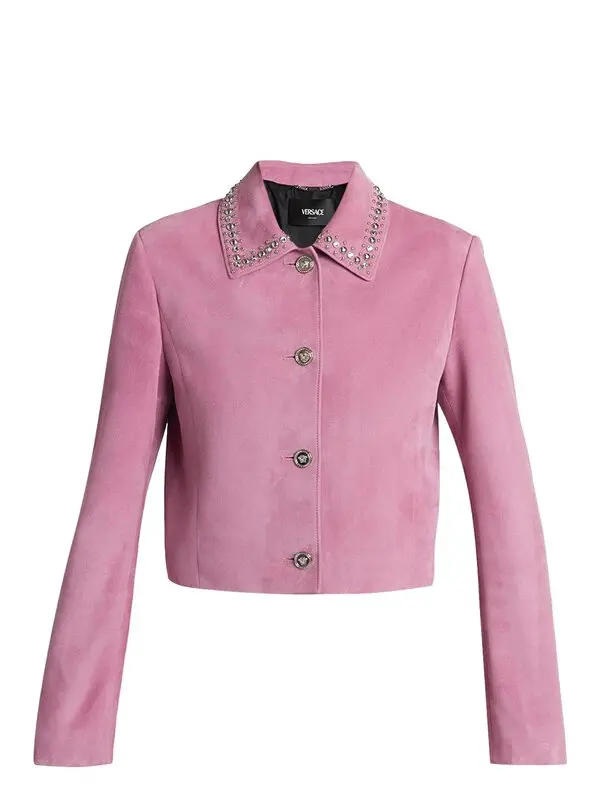 Versace Studded Lamb Suede Jacket - Dusty Mauve