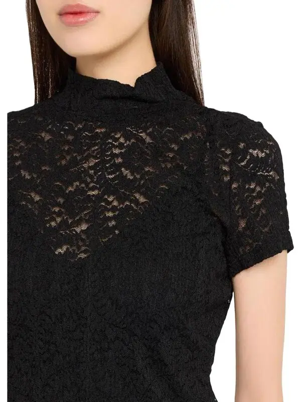 Paige Floral Lace Tee - Black