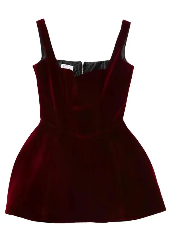 VESTIAIRE D'UN OISEAU LIBRE Structu Velvet Mini Dress - Red