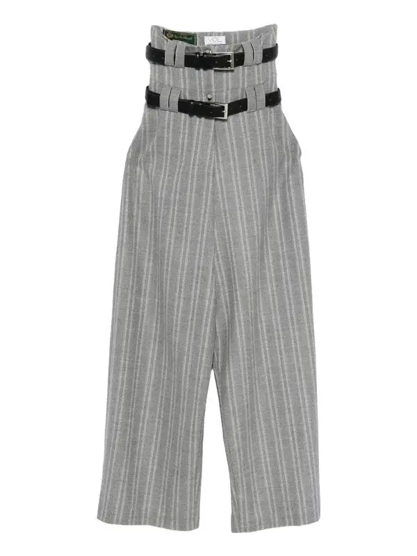 VESTIAIRE D'UN OISEAU LIBRE Belted Striped Trousers - Grey