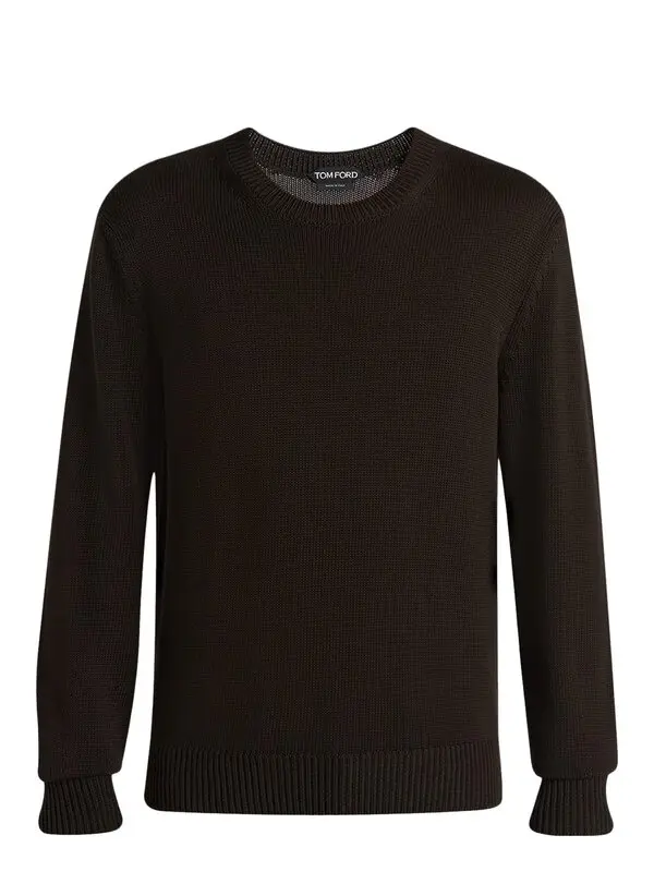 TOM FORD Cotton And Silk Knit Crewneck Sweater - Dark Brown
