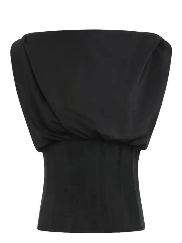 FROLOV Draped Corset Top - Black