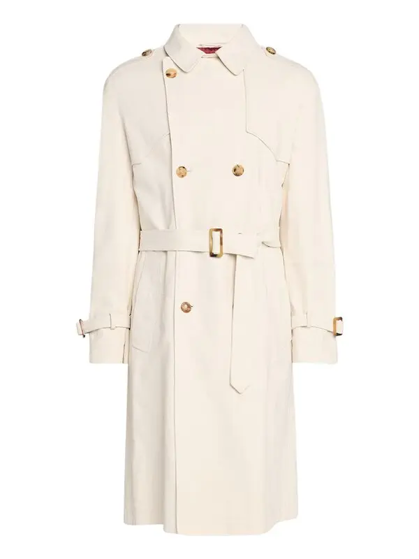 Brunello Cucinelli Belted Leather Double-breasted Trench Coat - Ceg25 Off
