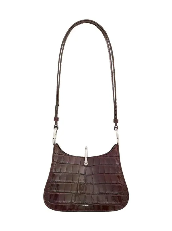 Rabanne Embossed Leather Shoulder Bag With Ring Detail - Brown