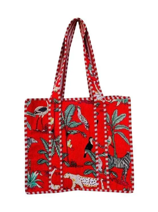 MER ST. BARTH Jungle Print Tote - Red
