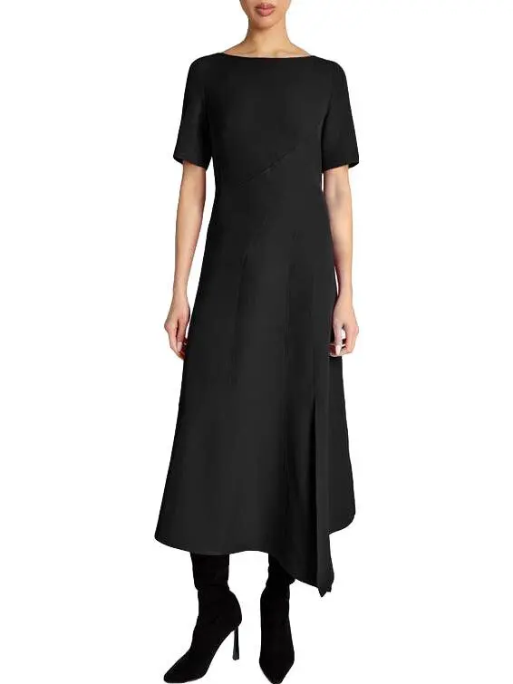 Santorelli Inez Short Sleeve Midi A-line Dress - Black