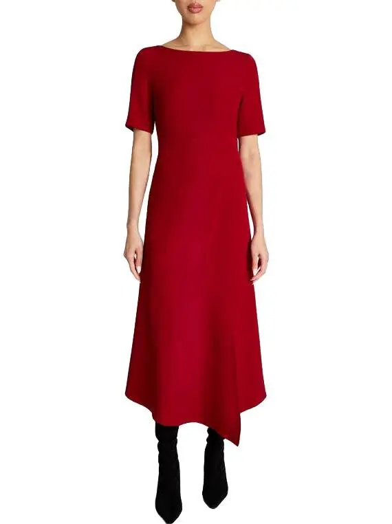 Santorelli Inez Short Sleeve Midi A-line Dress - Scarlet