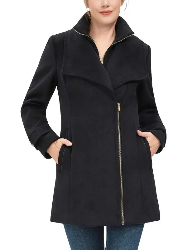 KIMI + KAI Kinsley Wool Blend Walking Coat - Black