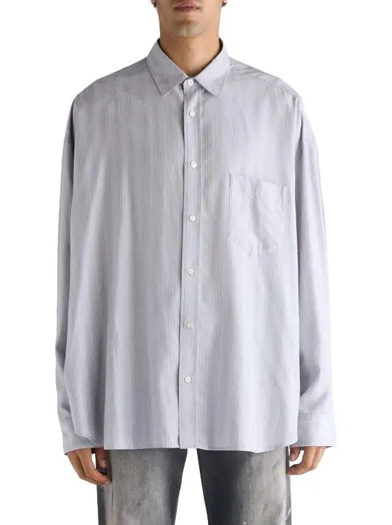 Acne Studios Soffia Relaxed Fit Stripe Button-up Shirt - Grey/multi