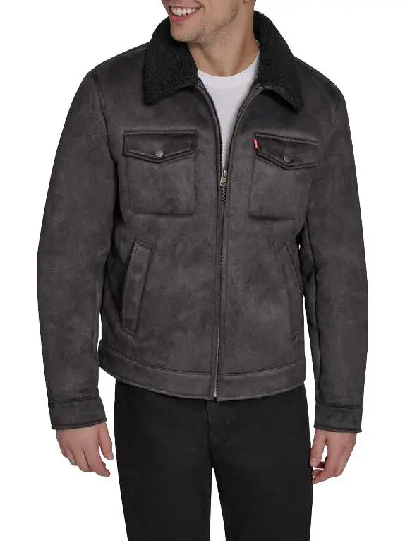 LEVI'S Faux Shearling Lined Trucker Jacket - Black