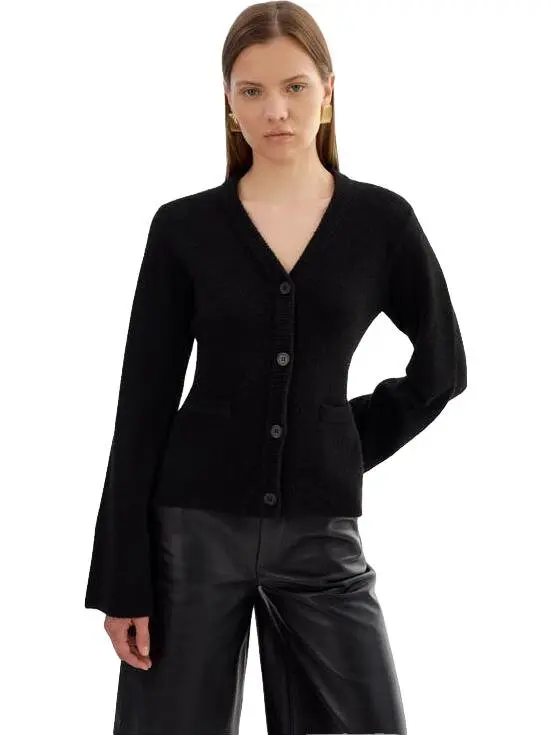 LAMARQUE Fiorella Knit Hourglass Cardigan - Black