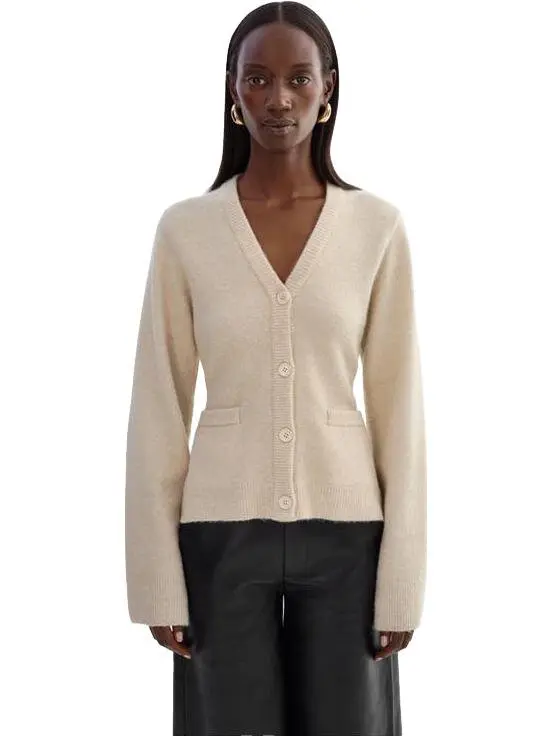 LAMARQUE Fiorella Knit Hourglass Cardigan - Heather Beige