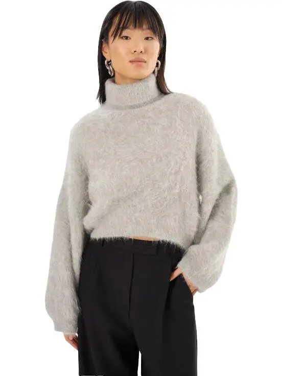 LAMARQUE Wool Turtleneck Sweater - Heather Grey