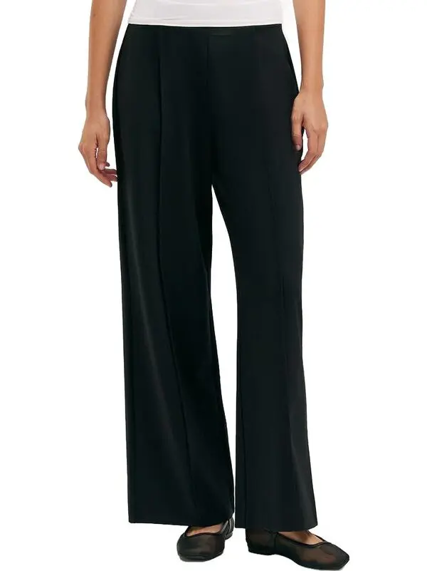 FINERY LONDON Caryl Ponte Jersey Wide Leg Trousers - Black
