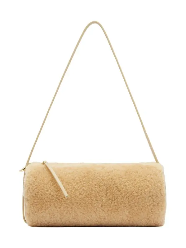 REFORMATION Simona Cylinder Shearling Bag - Natural