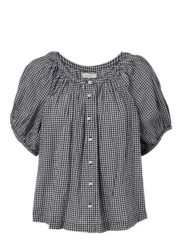 DÔEN June Gingham Cotton Shirt - Blue