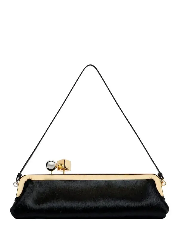 Jacquemus Salon Calf Hair Shoulder Bag - Black