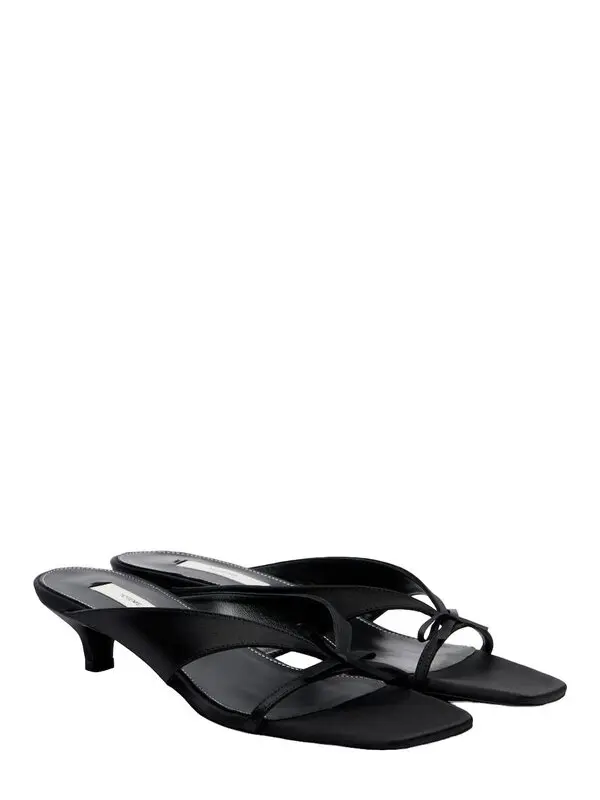 TOTEME Bow-detail Satin Thong Sandals - Black