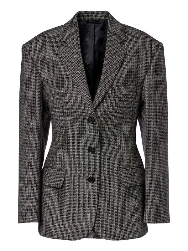 Acne Studios Houndstooth Wool Suit Jacket - Black