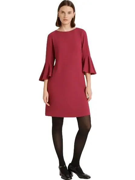 FINERY LONDON Izzy Rich Crepe Long Sleeve Short Dress - Berry