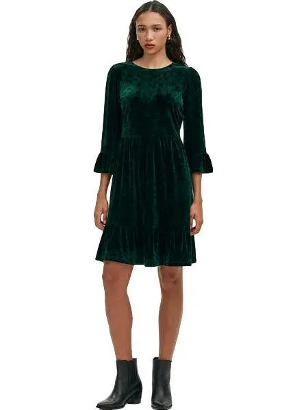 FINERY LONDON Animal Print Velvet Short Dress - Green Animal