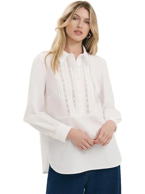 FINERY LONDON Remy Lace Detail Shirt - White