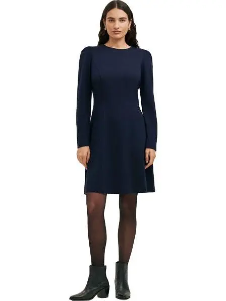 FINERY LONDON Eva Ponte Jersey A-line Dress - Navy
