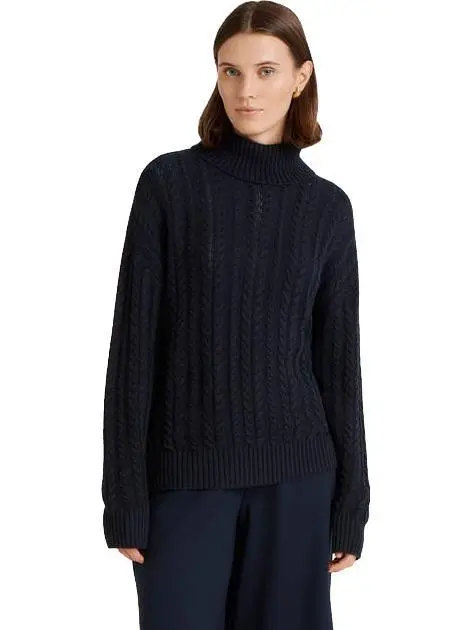 FINERY LONDON Viviana Turtleneck Knitted Sweater - Navy