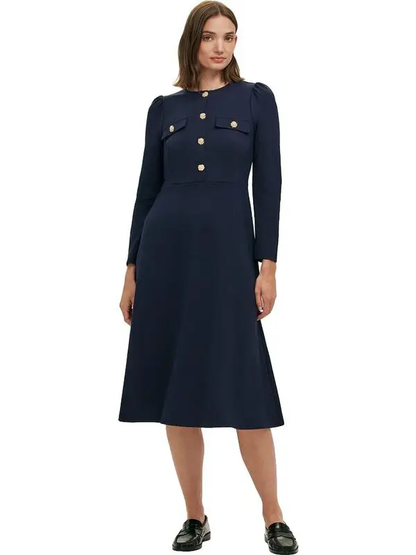FINERY LONDON Gilly Ponte Jersey Midi Dress - Navy