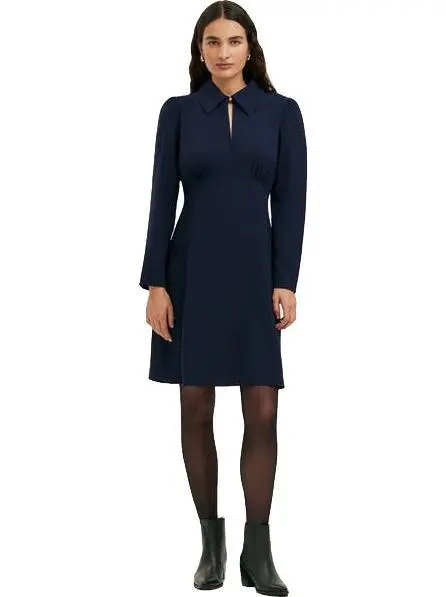 FINERY LONDON Sabine Collared Mini Dress - Navy