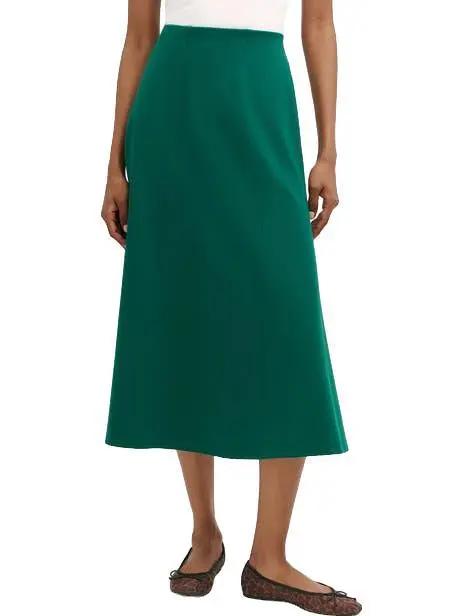 FINERY LONDON Mae Ponte Jersey Midi Skirt - Bottle Green
